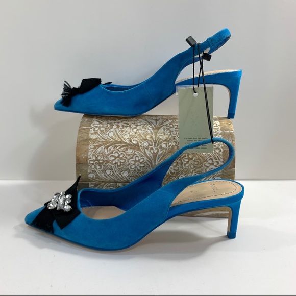 Zara | Shoes | Nwt Zara Slingback Turquoise Leather Pointy Toe 35 ...
